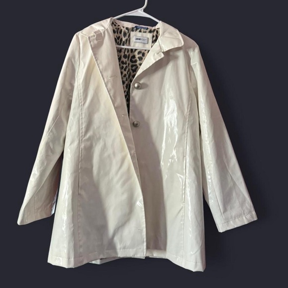 Jane Post | Jackets & Coats | Jane Post Glossy Cream Trench Coat With ...